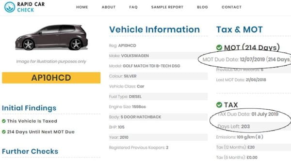 How To Check Car Tax And MOT Due Dates Now - Rapid Car Check